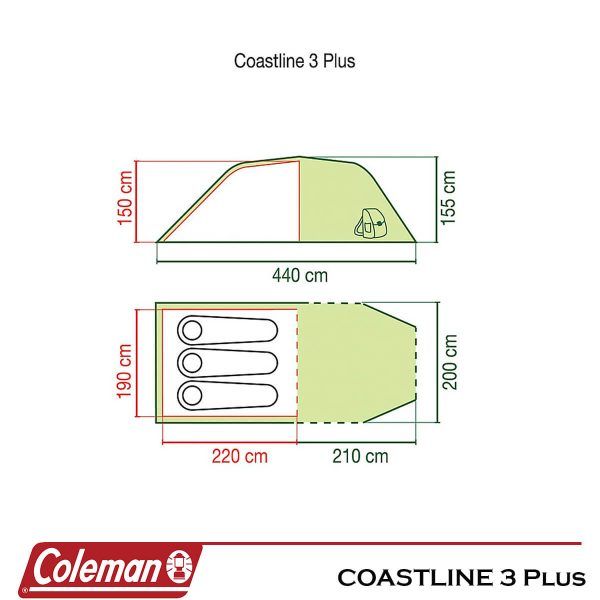 Cort Coleman Coastline 3 Plus, ideal pentru camping cu familia& pescuit.
